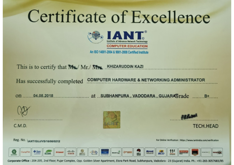 IANT CERTIFICATE | PDF