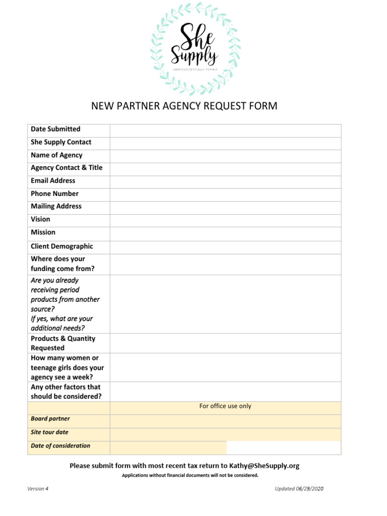New Partner Form Request | PDF