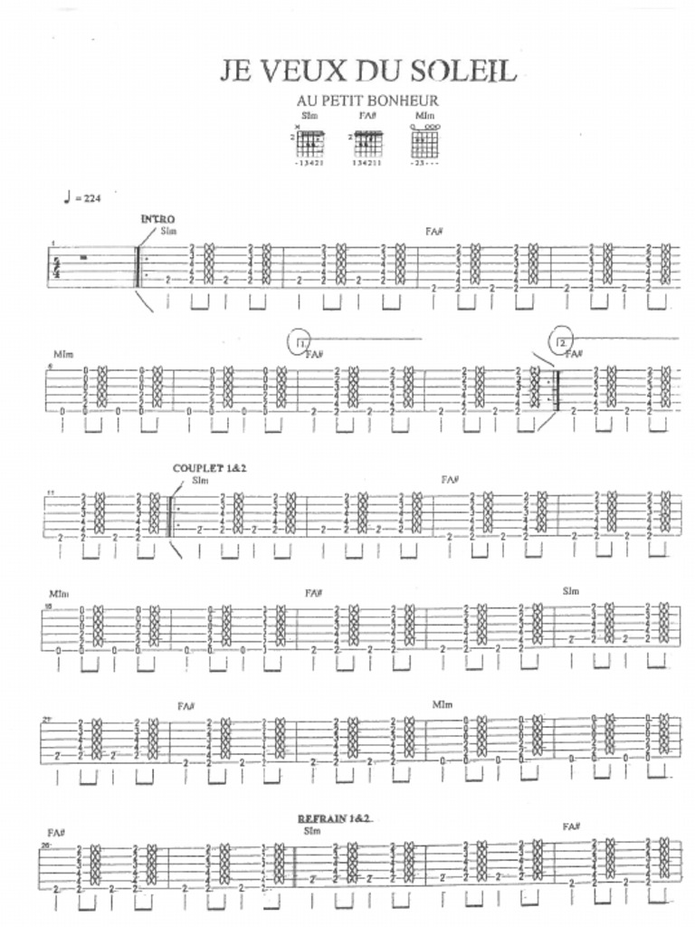 Au P'Tit Bonheur - J'Veux Du Soleil | PDF