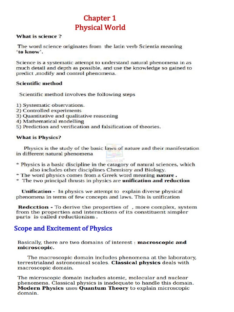 Hsslive Physics Plus+one | PDF