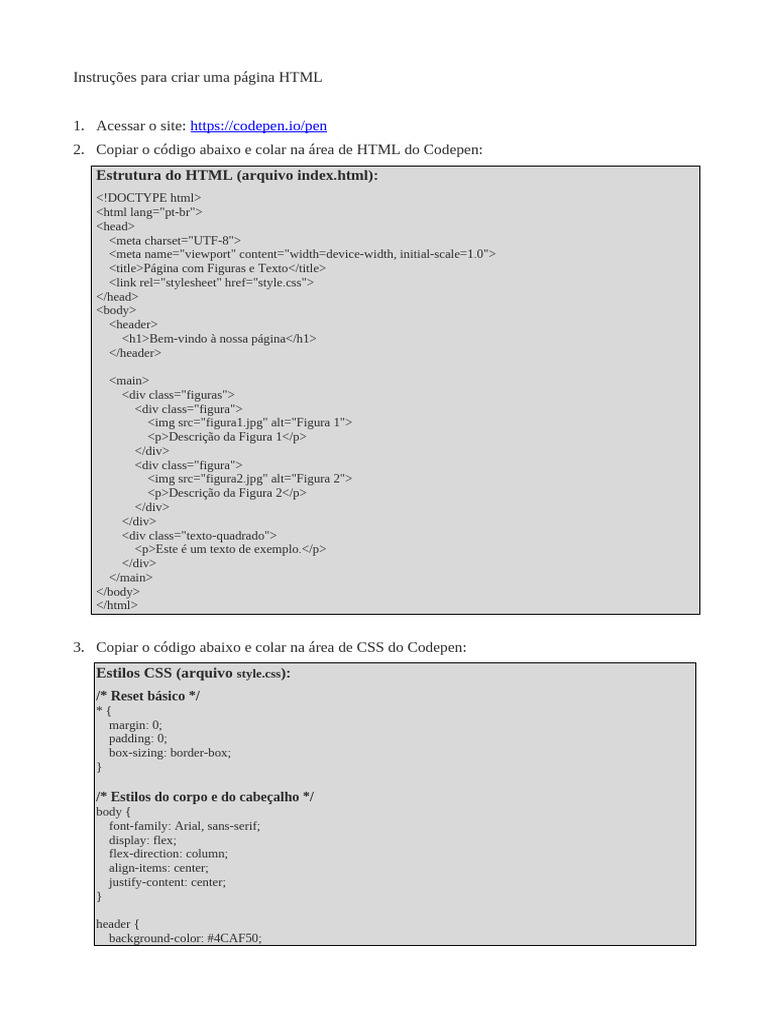 Código em HTML e Css Externo | PDF | Html | Engenharia de Software