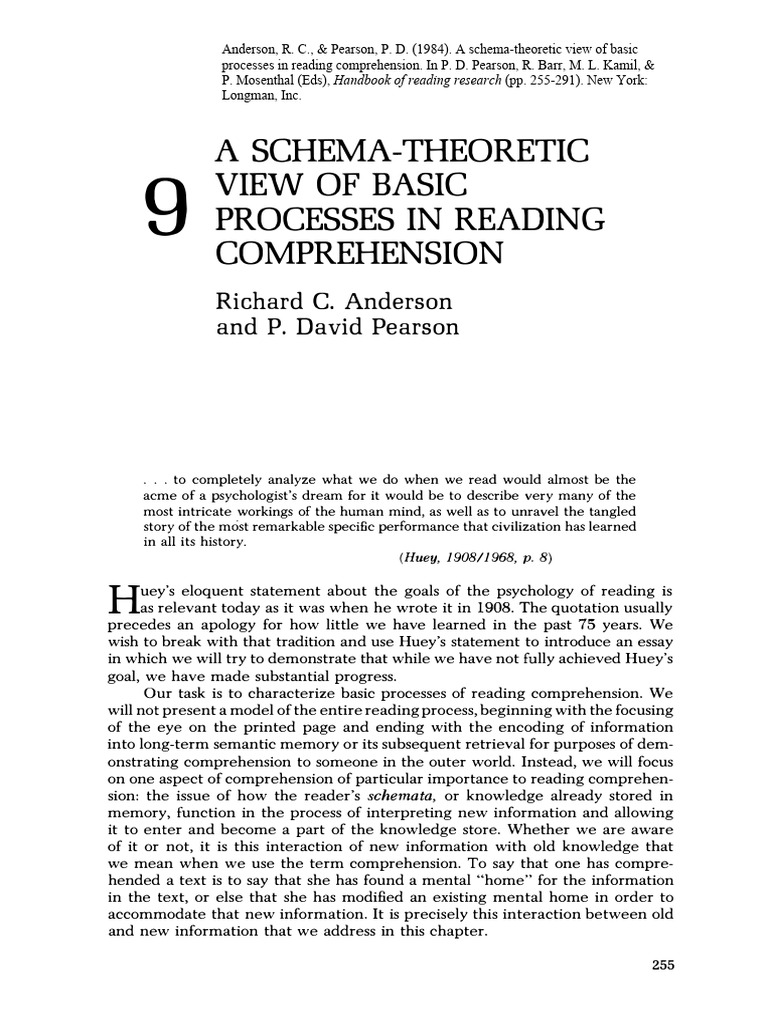 1984.anderson - Pearson.hrri .CH 9 Schema Theory | PDF | Schema ...
