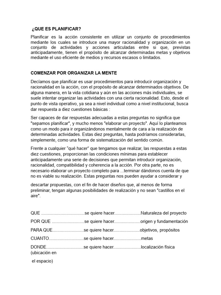 Guía Práctica para Planificar Eficazmente | PDF | Racionalidad ...