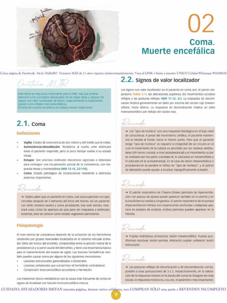 Coma y Muerte Encefálica: Claves Clínicas | PDF | Coma | Enfermedades y ...