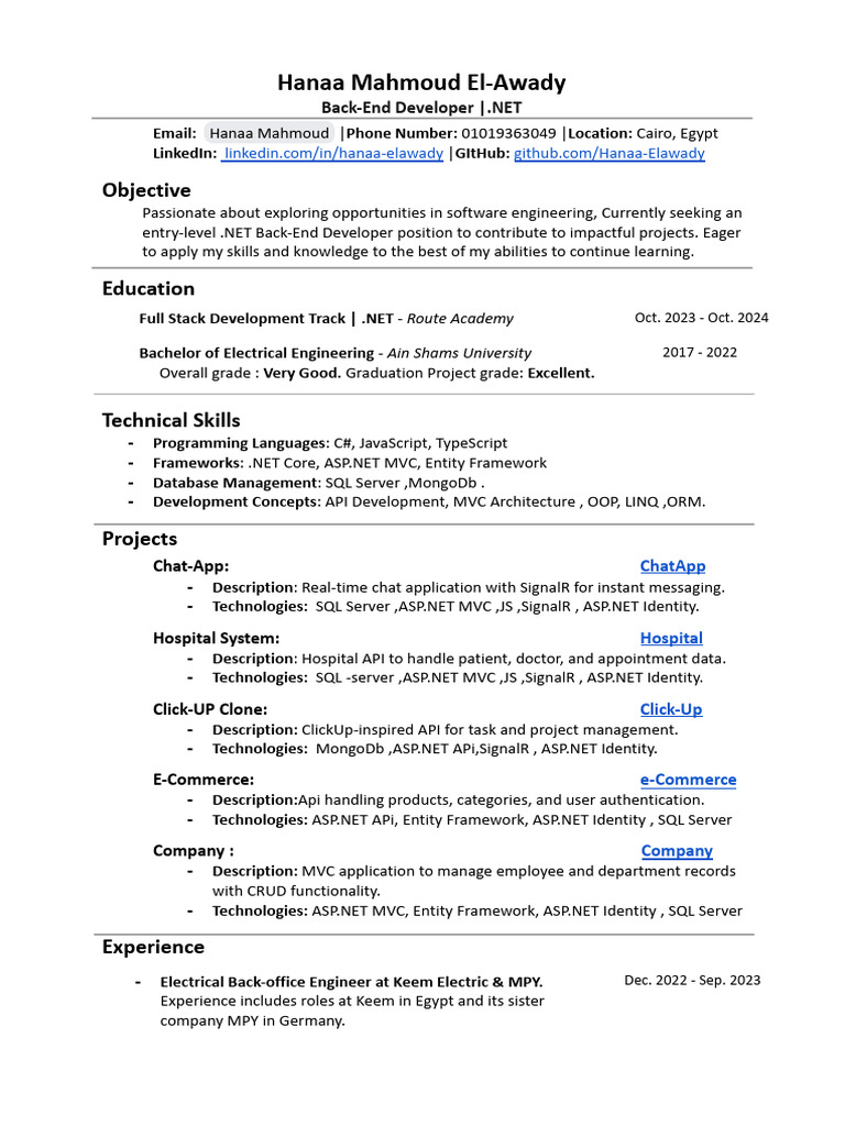 Hanaa El Awady | PDF | Entity Framework | Model–View–Controller