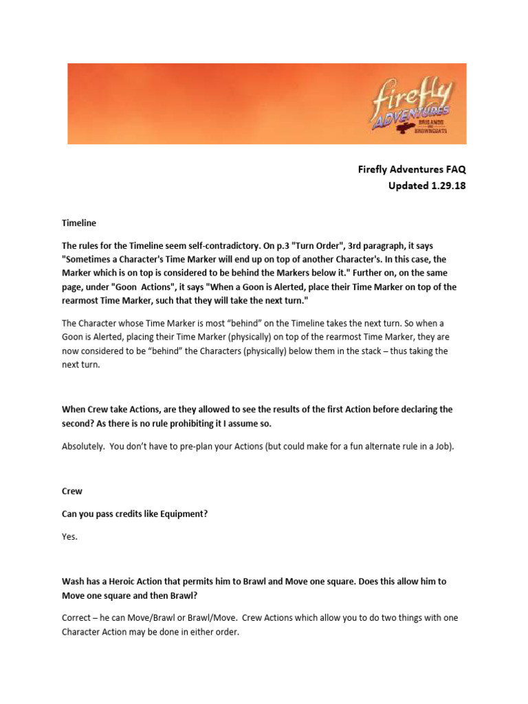Firefly Adventures FAQ v1.2 | PDF | Door