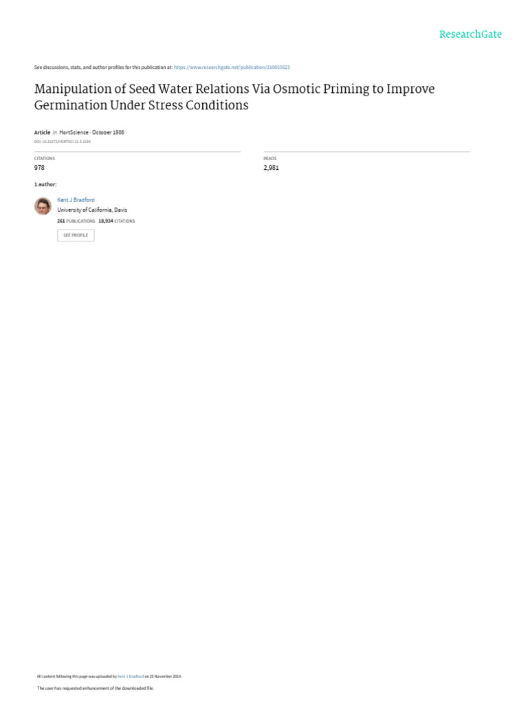 Priming - Osmotic Priming To Improve Germination Under Stress ...