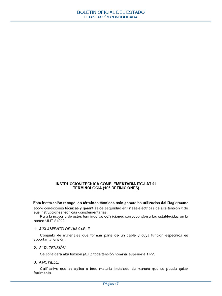 ITC LAT 01 (2008) | PDF | Corriente eléctrica | Aislador (Electricidad)