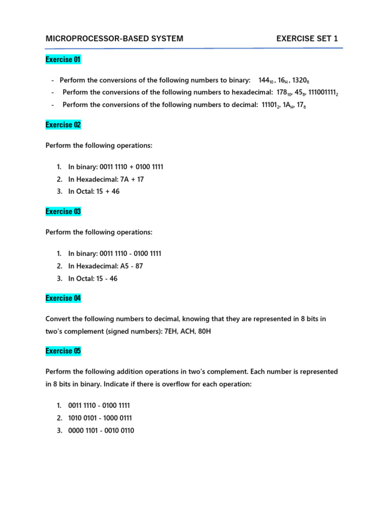 Exercise Set 01 | PDF