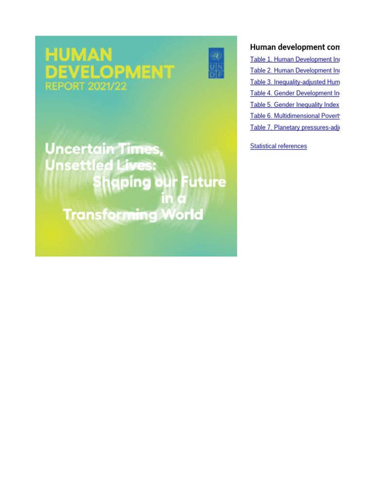 HDR21-22 Statistical Annex Tables 1-7 | PDF | Human Development Index | Economies