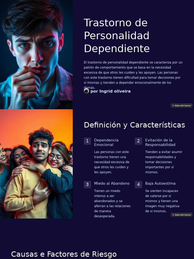 Trastorno de Personalidad Dependiente | PDF | Trastorno mental | Ansiedad