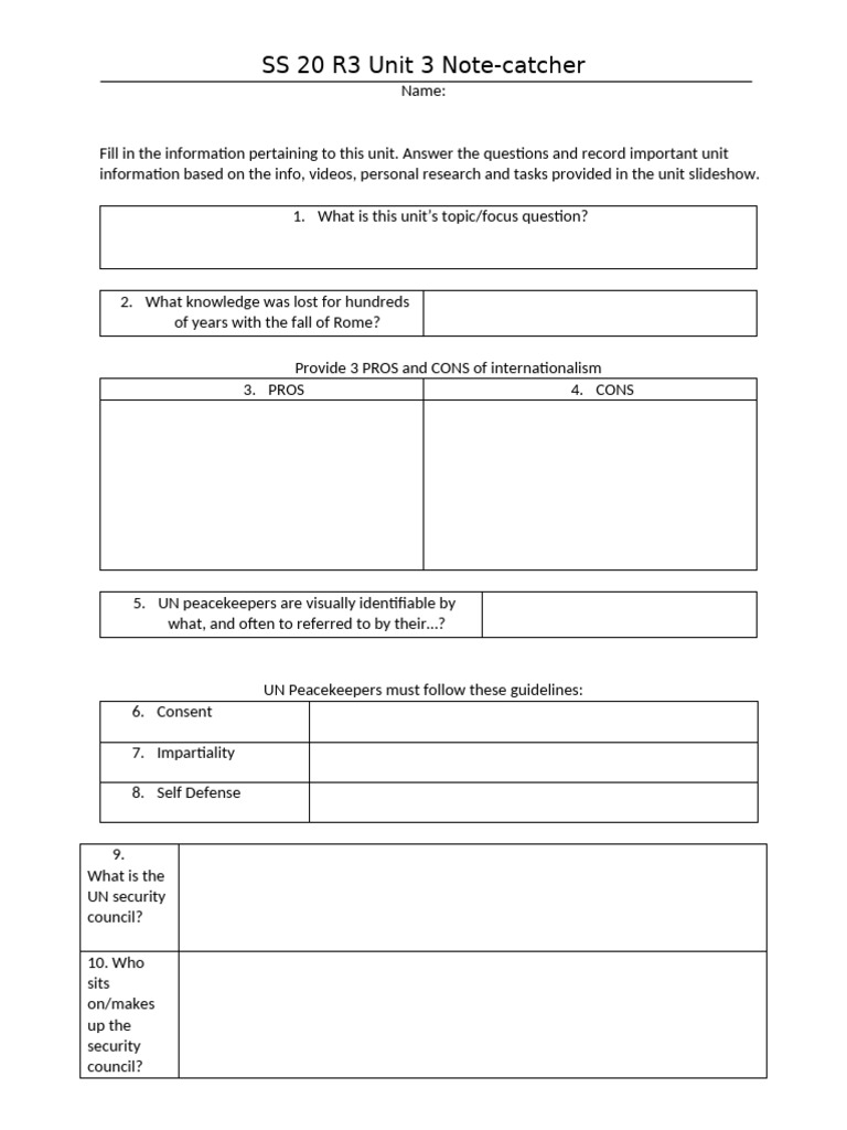 SS 20 R3 Unit 3 Note-Catcher Guide | PDF | Nationalism | United Kingdom