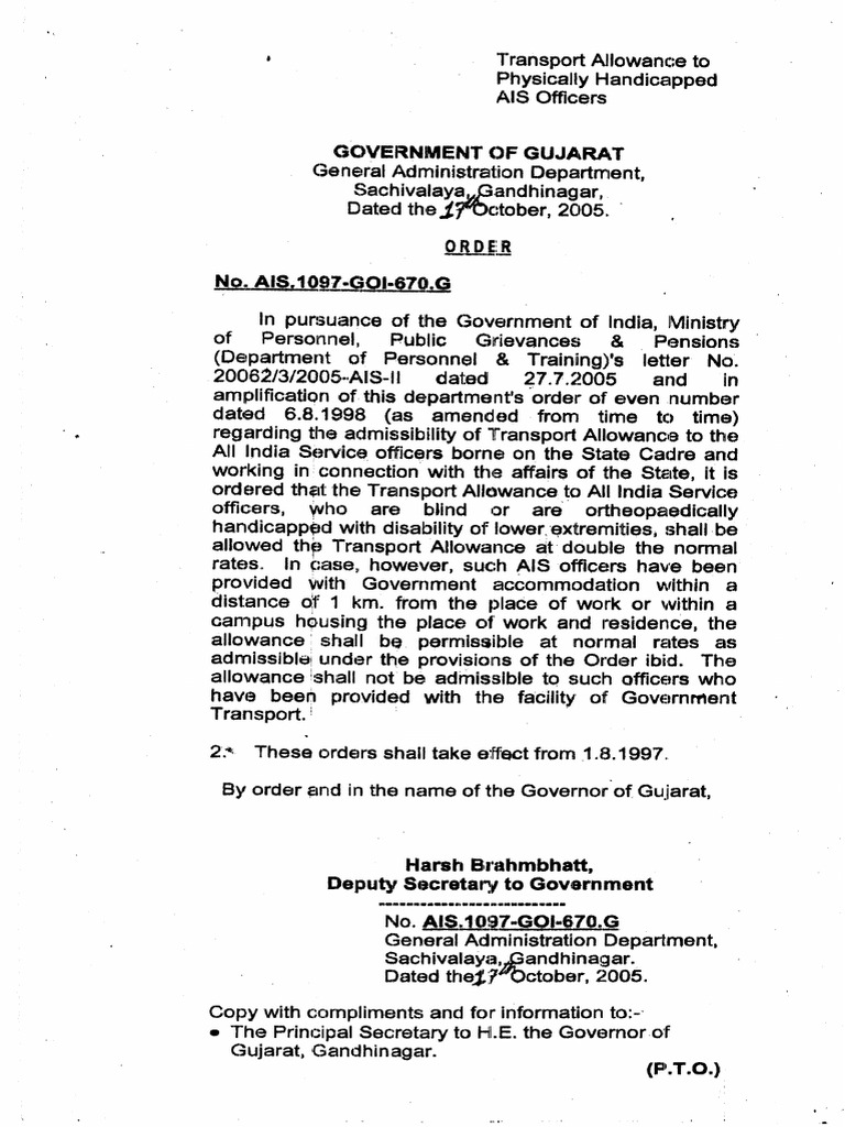 1 790 1 Transport Allowance to Physically Handicapped(17.10.2005) | PDF