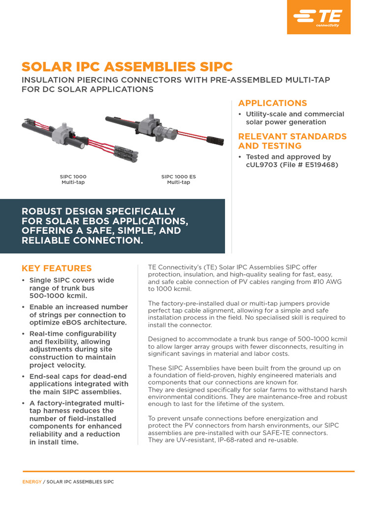 TE#SIPC 1000 Data - Sheet | PDF | Electrical Connector | Photovoltaics