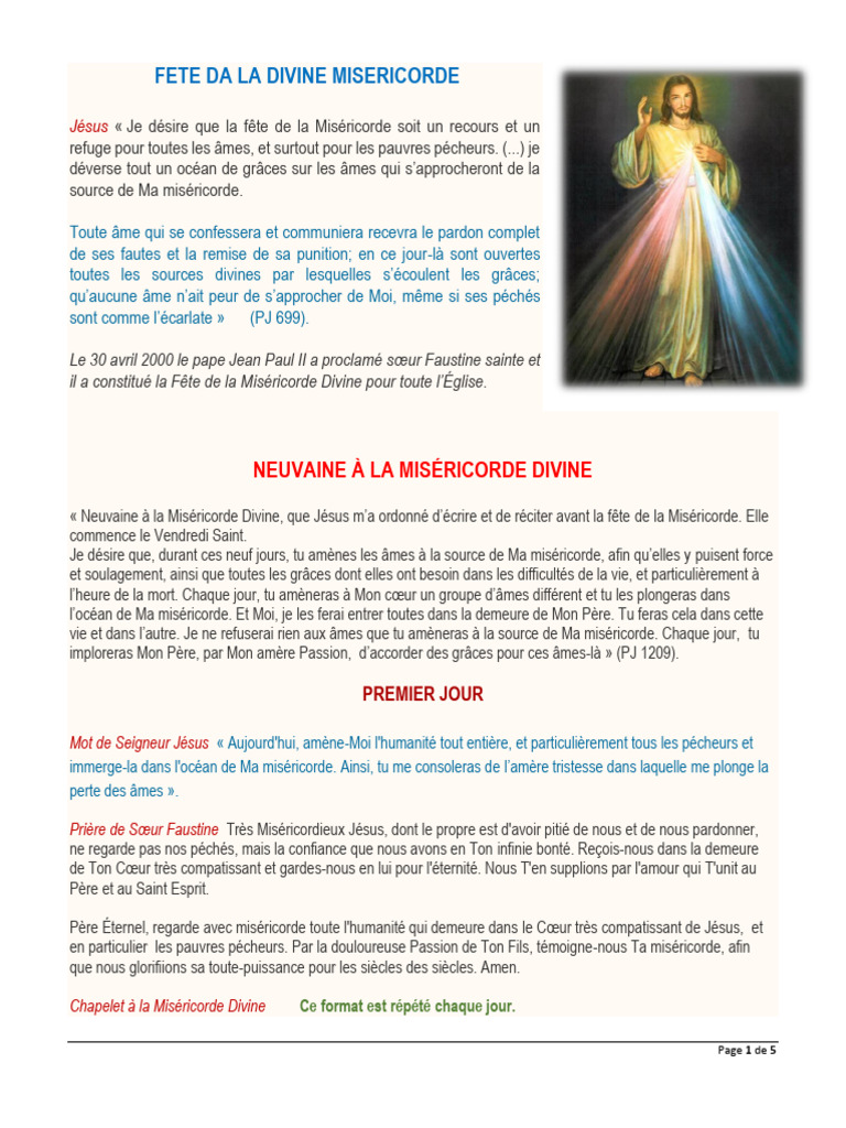 Neuvaine à la Miséricorde Divine | PDF | Miséricorde | Purgatoire