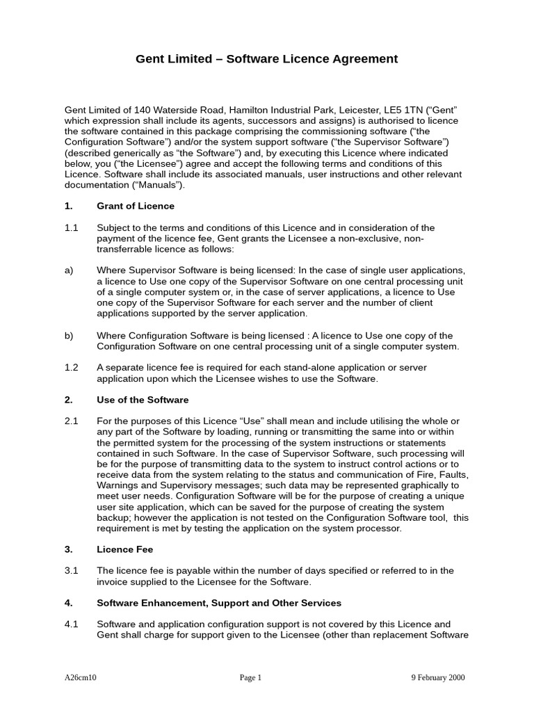 Software Licence Agreement | PDF | License | Liquidation