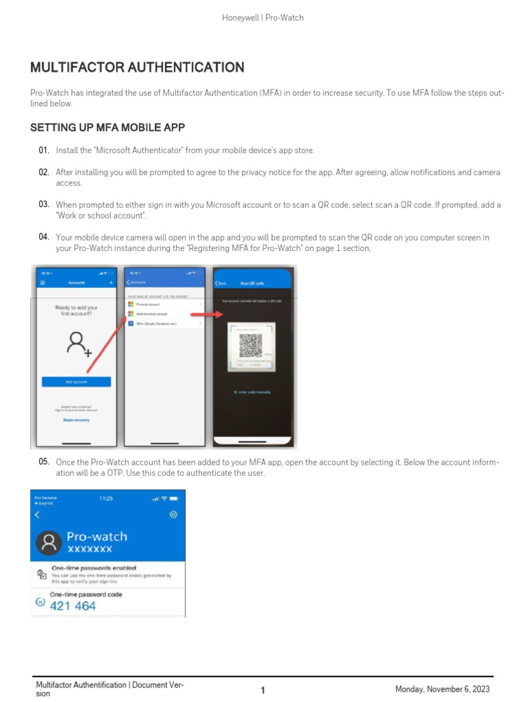 Pro-Watch Multifactor Authentication User Guide | PDF | Mobile App | Authentication