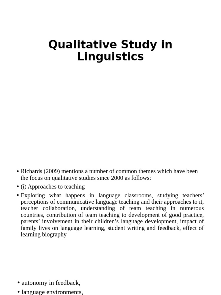 Qualitative Study in Linguistics | PDF | Ethnography | Qualitative Research