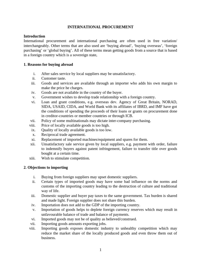 International Procurement Challenges and Benefits | PDF | Procurement ...
