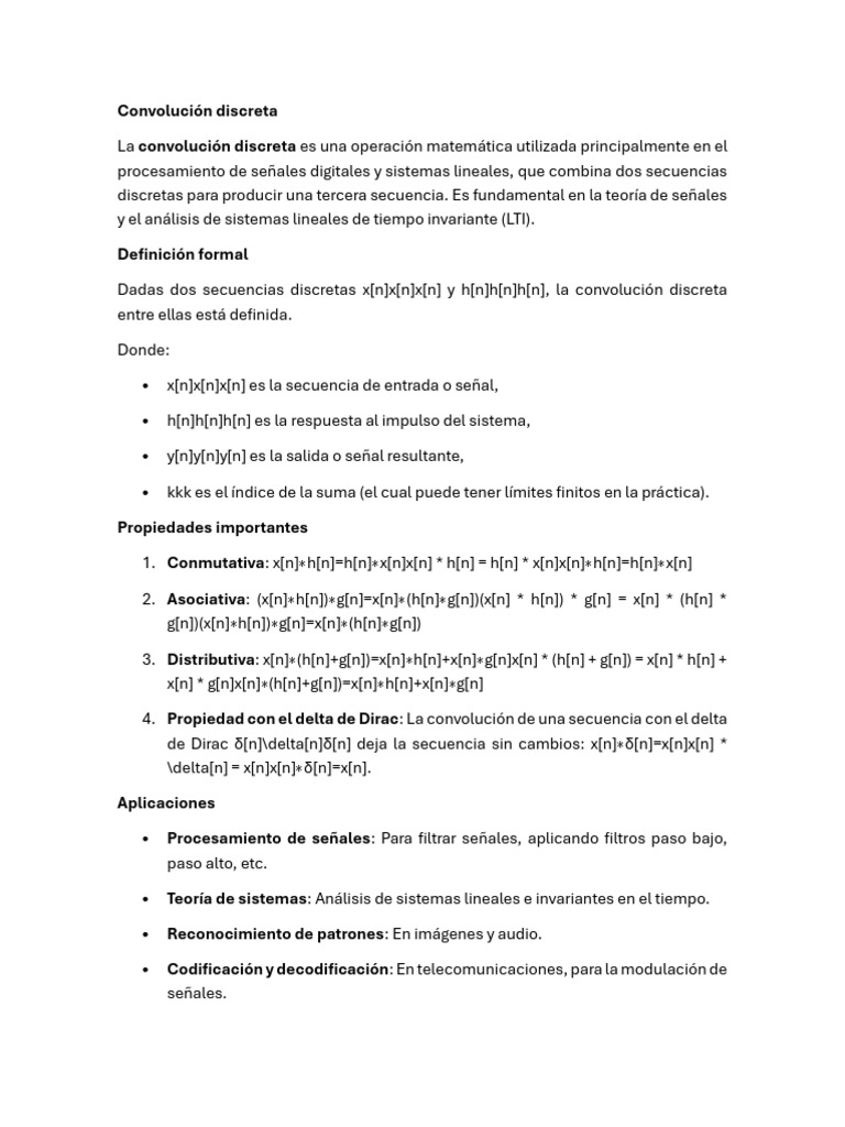 Convolución Discreta | PDF | Circunvolución | Procesamiento de la señal