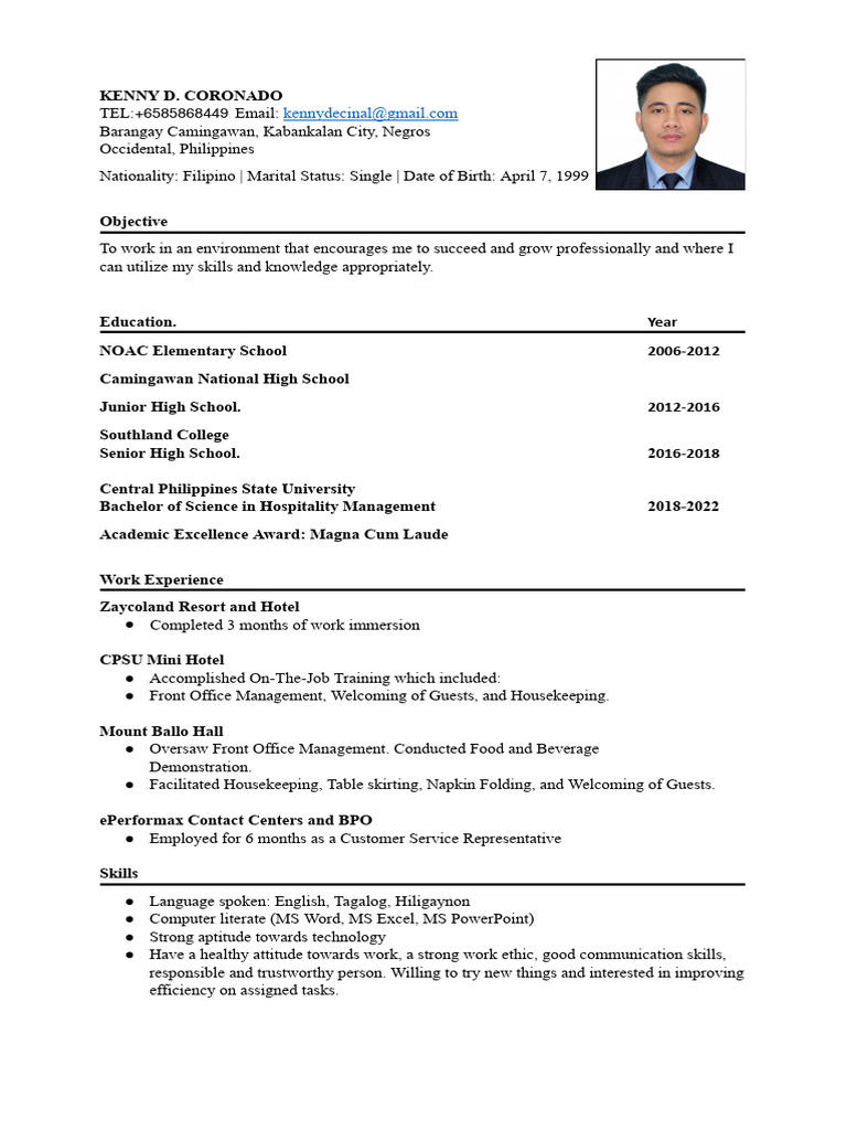 Kenny D. Coronado RESUME(CV) | PDF