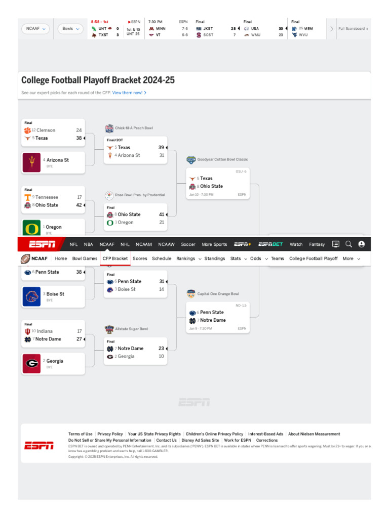 2024-25 College Football Playoff Bracket - ESPN | PDF | College ...