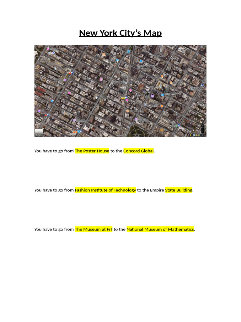 NYC and London Travel Directions Map | PDF
