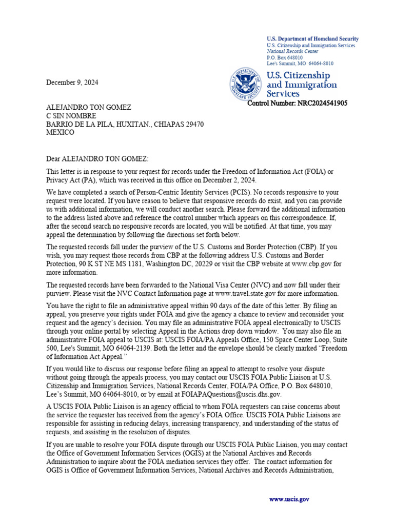No Records - NR - Case Create - 1 | PDF | United States Citizenship And ...