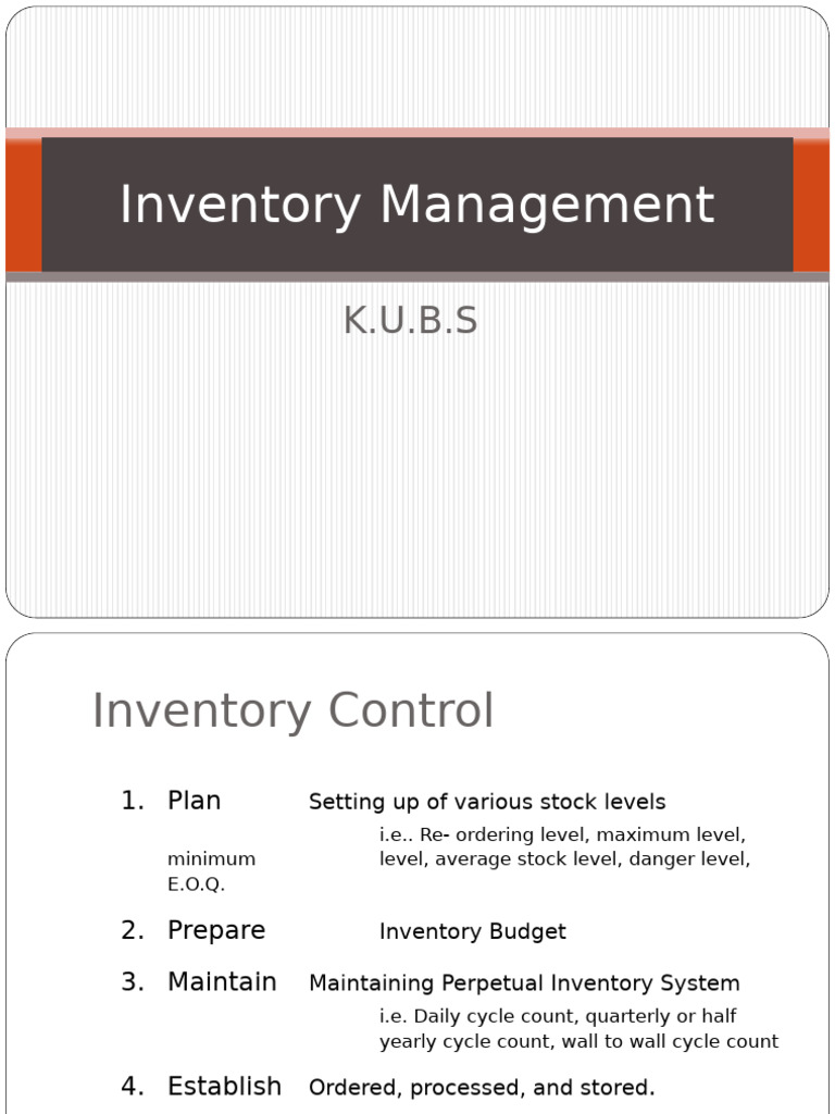 Inventory Control Objectives and Methods | PDF | Business Economics ...