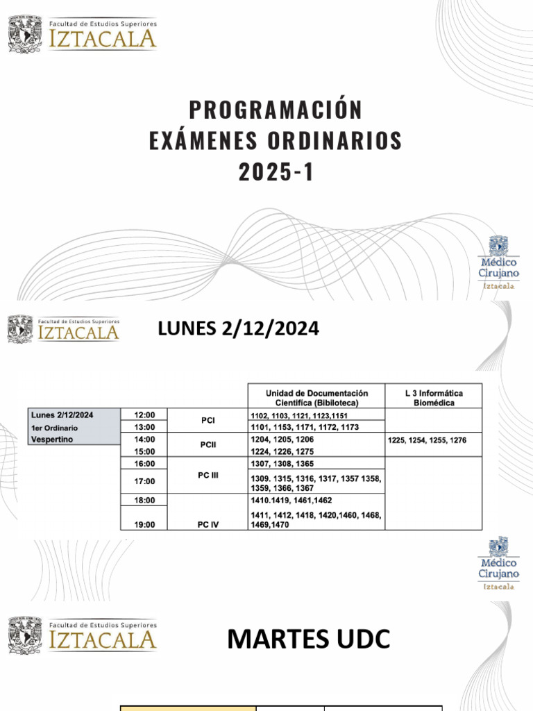 Programación Ordinarios Semestre 2025-1.PDF 2da. | PDF