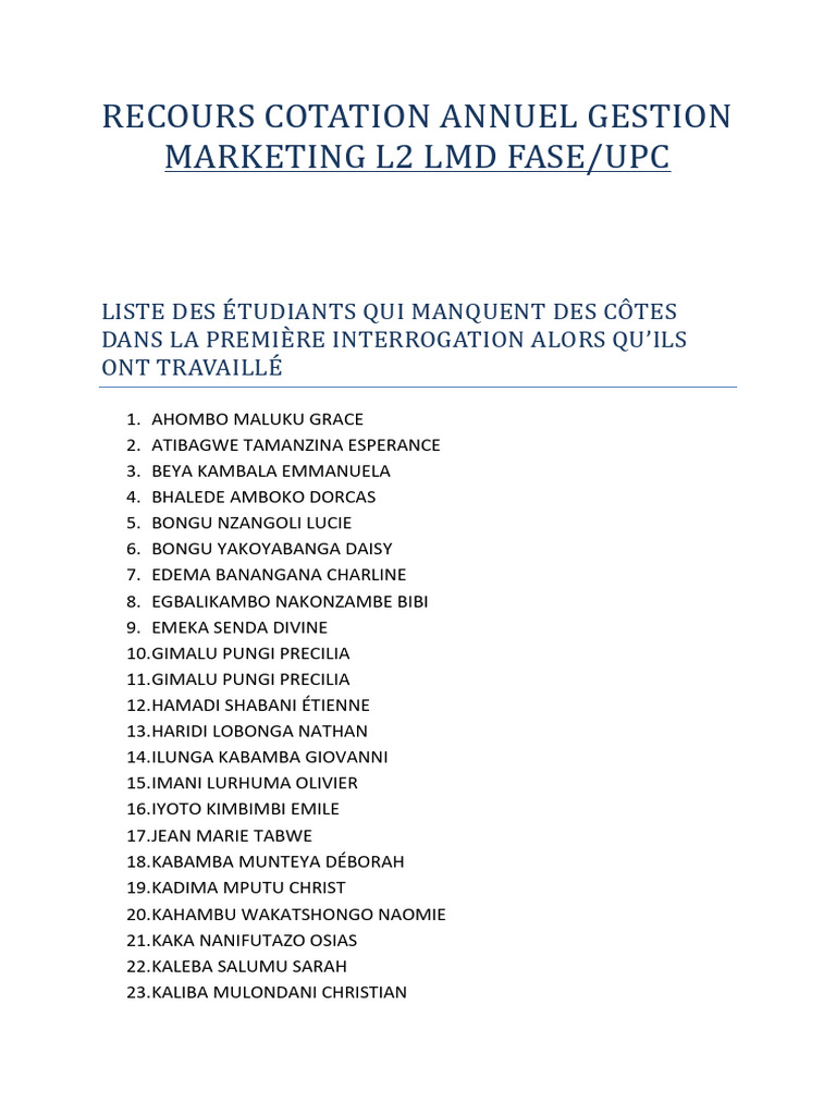 Recours Cotation Annuel Gestion Marketing L2 LMD Fase | PDF