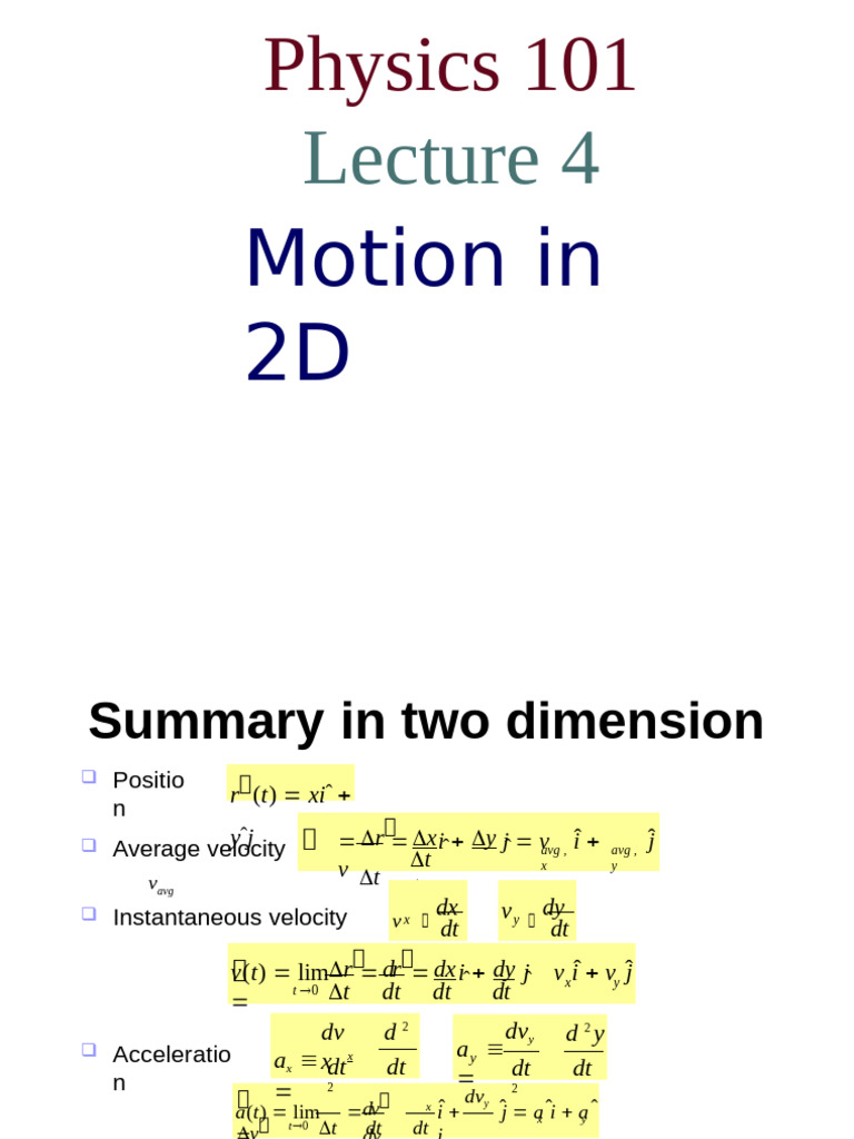 Motion 2-D Lesson 4 | PDF | Physical Quantities | Physical Phenomena