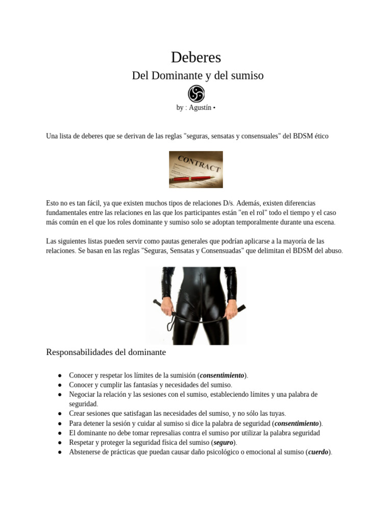 Deberes en Relaciones BDSM | PDF | Dominación y sumisión | Bdsm