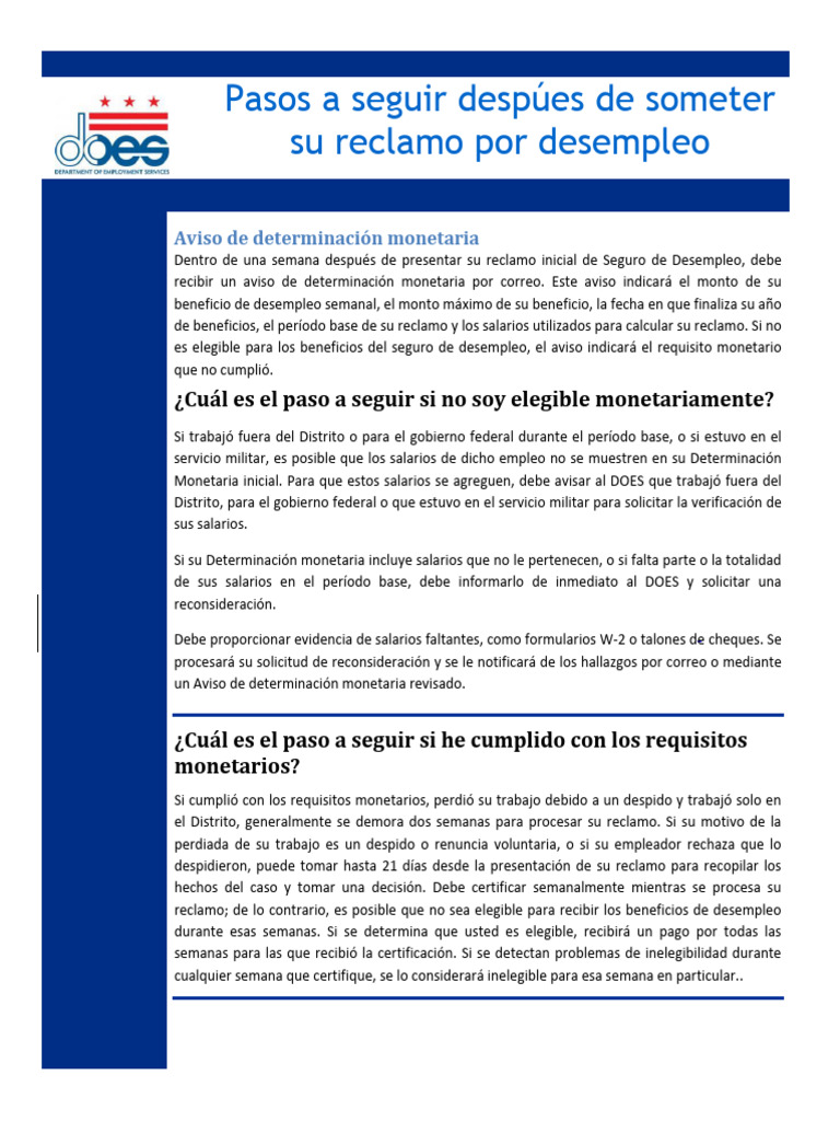 Pasos A Seguir Despúes de Someter Su Reclamo Por Desempleo | PDF | La ...