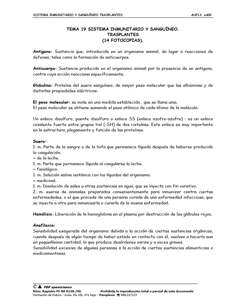 TEMA 19. Glosario | PDF | Sangre | Tipo de sangre