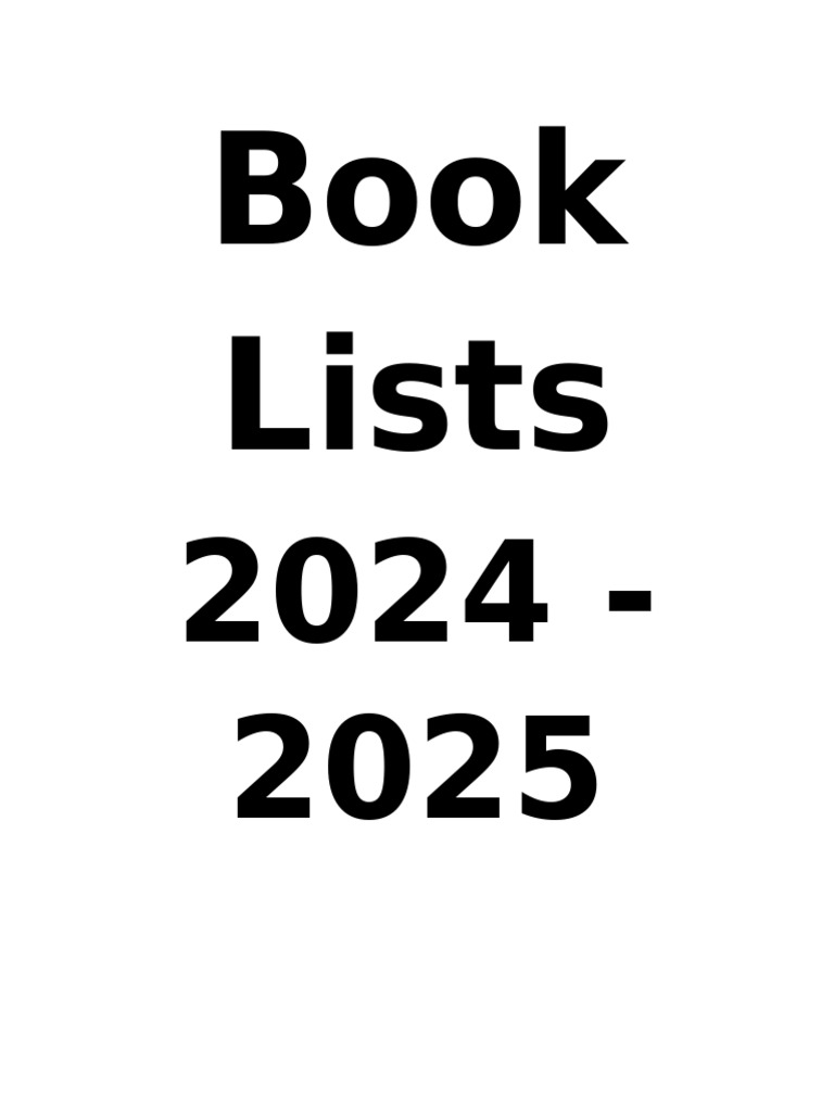 Book Lists - 2024-2025 | PDF