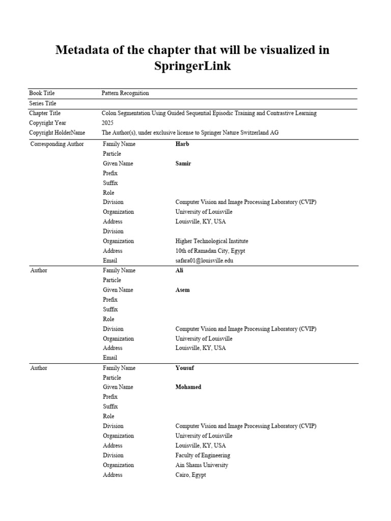 Colon Segmentation Using Guided Sequential Episodic Training and Contrastive Learning | PDF ...