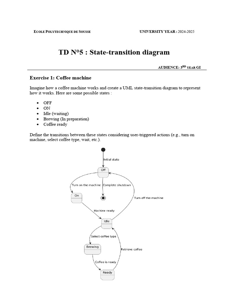 TD 5-StatetransitionDiagram - Corr | PDF | Software Engineering | Systems Engineering