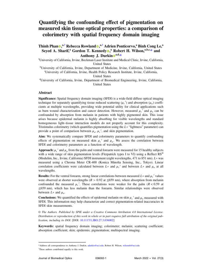 Quantifying the confounding effect of pigmentation on measured skin ...