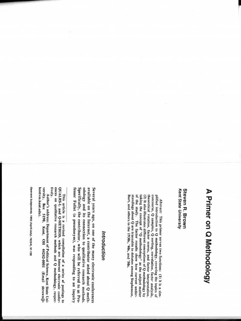 A Primer On Q Methodology | PDF