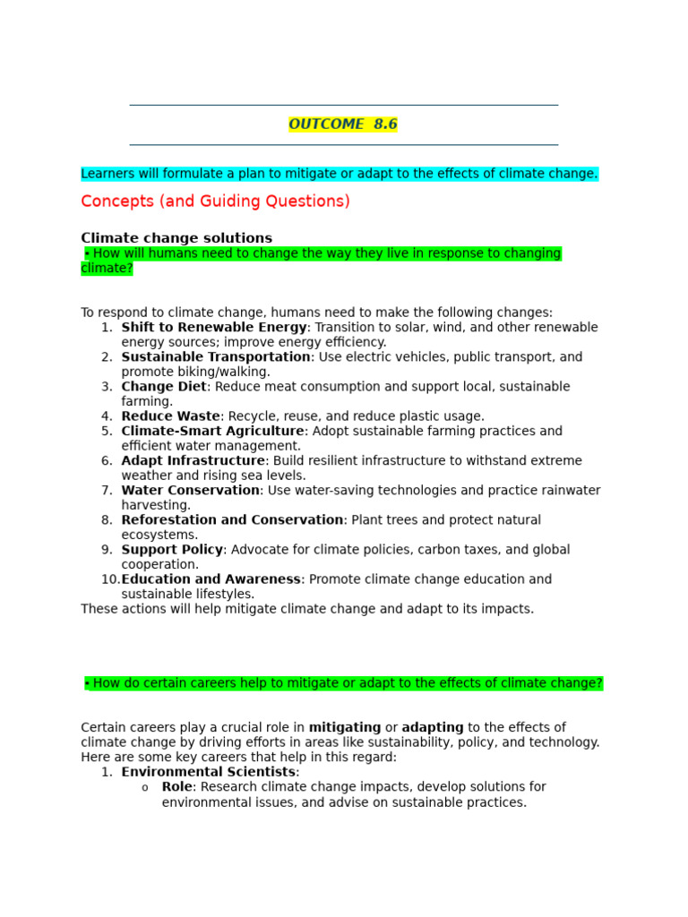 Grade 8 (part 2) | PDF | Climate Change | Climate Change Mitigation