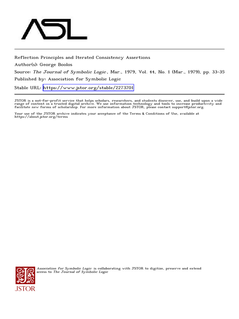 Boolos-ReflectionPrinciplesIterated-1979 | PDF | Metalogic | Formalism (Deductive)
