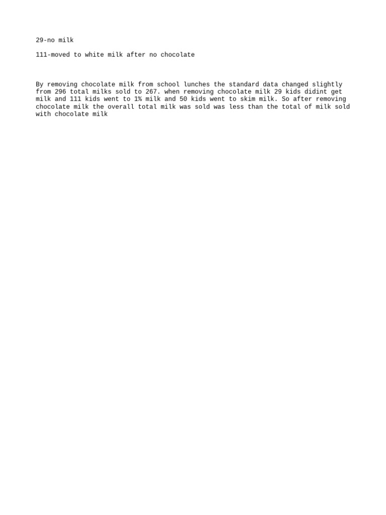 Impact of Removing Chocolate Milk in Schools | PDF