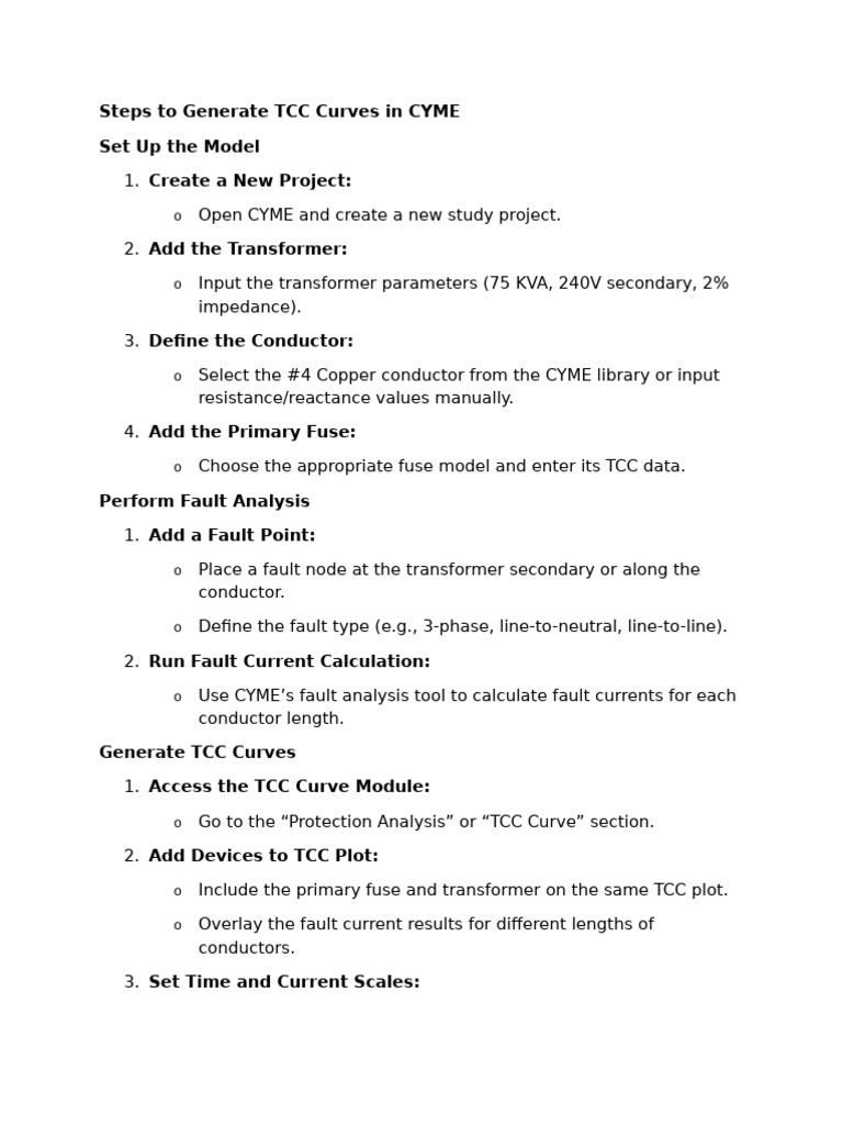 Steps To Generate TCC Curves in CYME | PDF