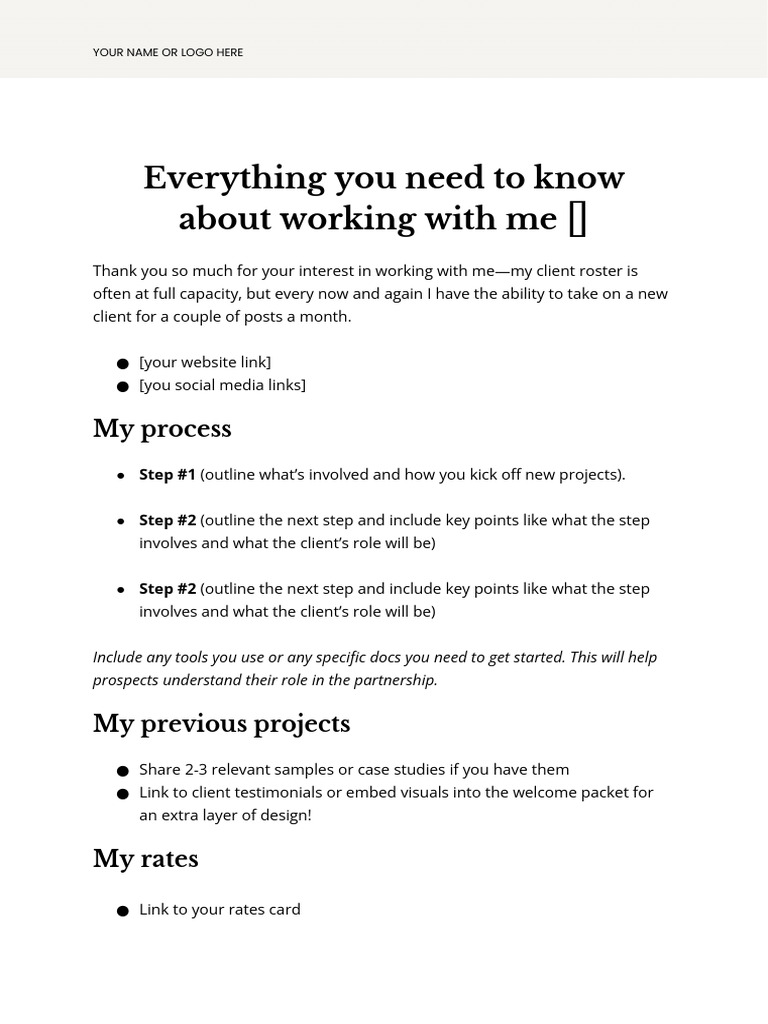 Welcome Packet Template - Client Sorcery | PDF