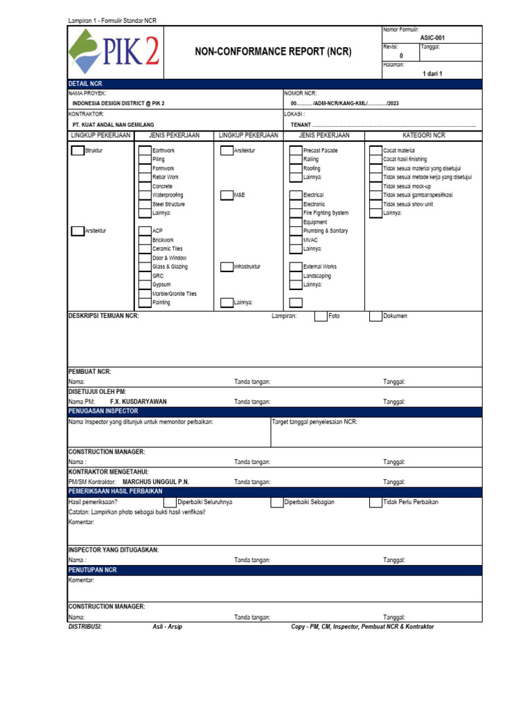Non-Conformance Report (NCR) | PDF
