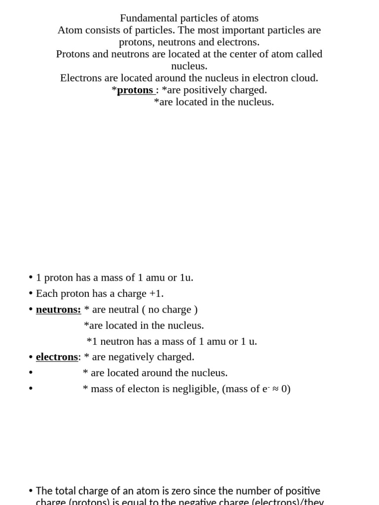 Fundamental Particles of An Atom | PDF