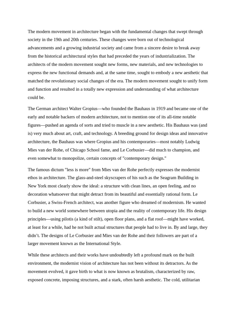 Modern Architecture Narratio | PDF | Style