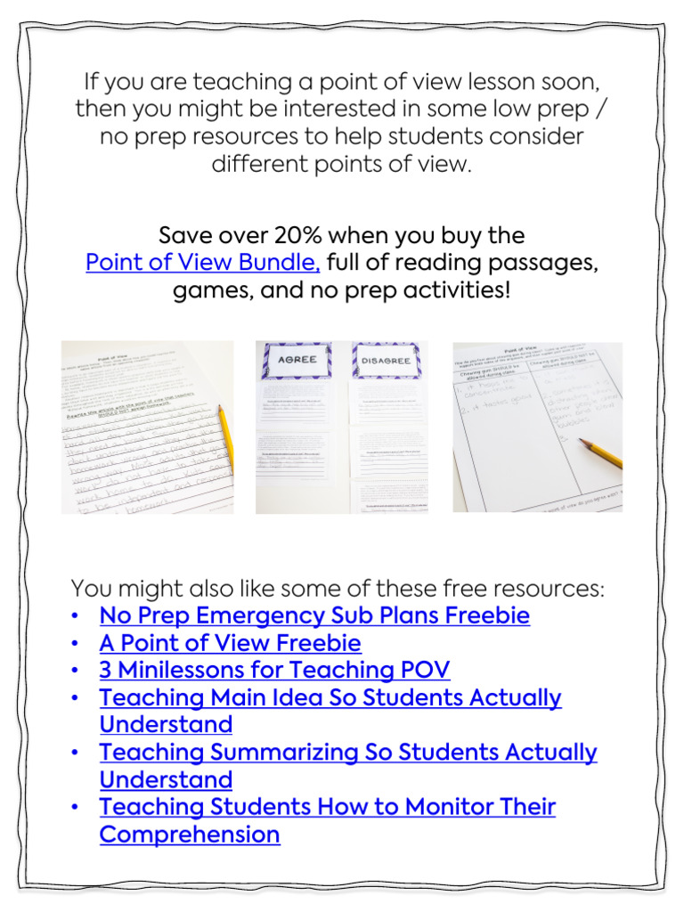Point of View Graphic Organizers | PDF | Narration | Reading Comprehension