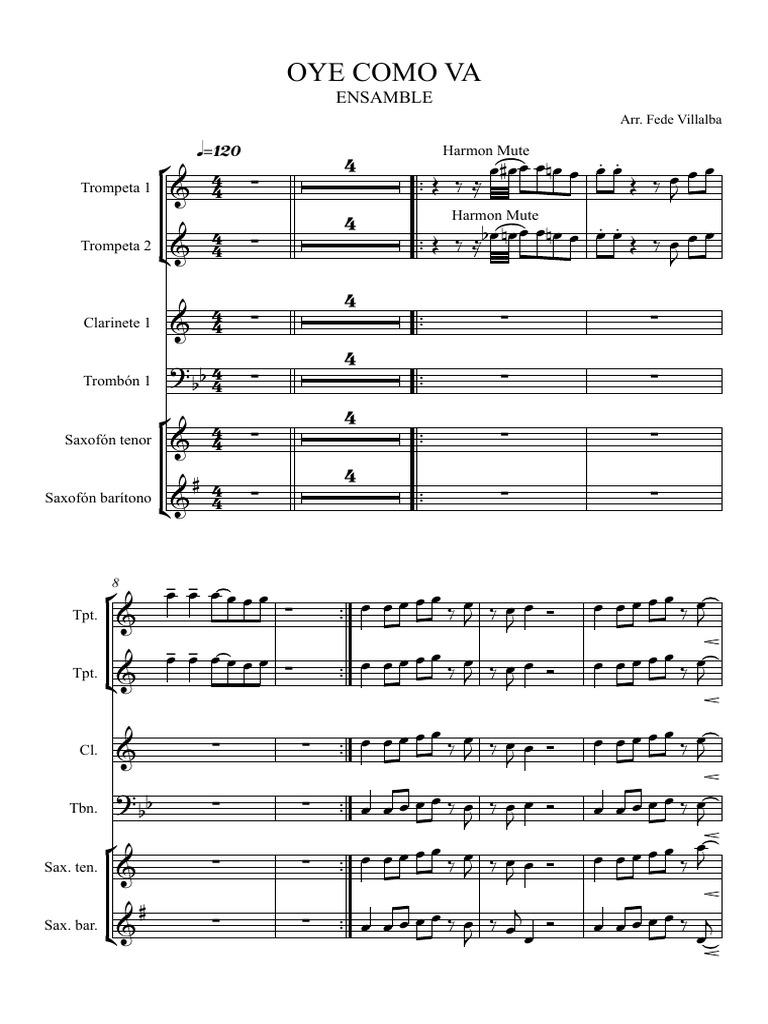 OYE COMO VA 2024 - Partitura Completa | PDF